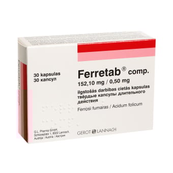 Ferretab comp. 152,1mg/0,5mg, pailginto atpalaidavimo kietosios ...