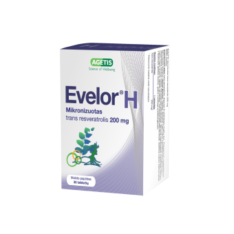 EVELOR H TRANS RESVERATROLIS, 200 MG, 30 dengtų tablečių | eurovaistine.lt