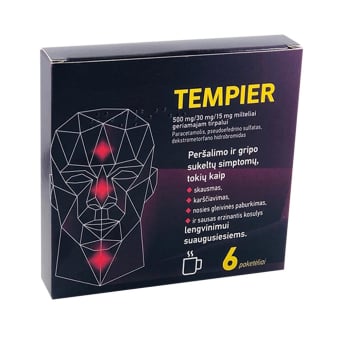 TEMPIER 500 mg/30 mg/15 mg milteliai geriamajam tirpalui, milteliai ...