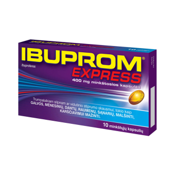 IBUPROM EXPRESS, 400 mg, Minkštosios kapsulės, N10 | eurovaistine.lt