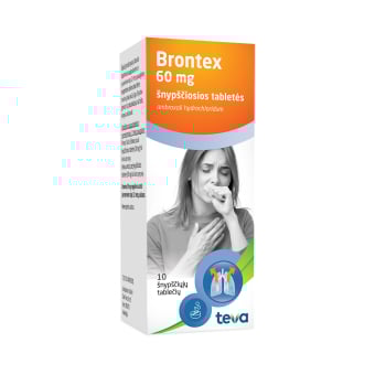 Brontex 60 mg šnypščiosios tabletės, Šnypščiosios tabletės, N10 ...
