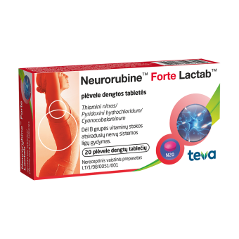 Neurorubine Forte Lactab, plėvele dengtos tabletės, N20 | eurovaistine.lt