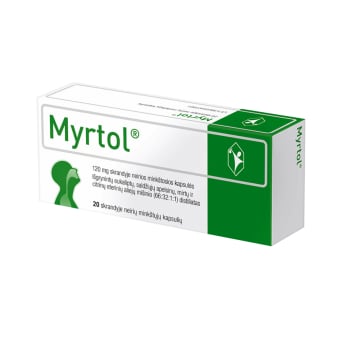 MYRTOL, 120mg, skrandyje neirios minkštos kapsulės, N20 | eurovaistine.lt