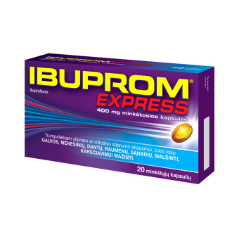 IBUPROM EXPRESS, 400 mg, Minkštosios kapsulės, N20 | eurovaistine.lt