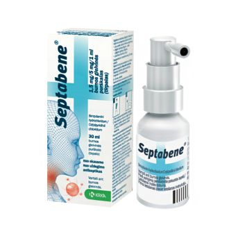 Septabene 1,5 mg/5 mg/1 ml, burnos gleivinės purškalas (tirpalas), N1 ...