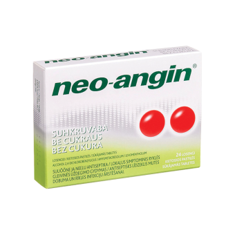 NEO-ANGIN be cukraus, 1,2mg+0,6mg+5,72mg, kietosios pastilės, N24 ...