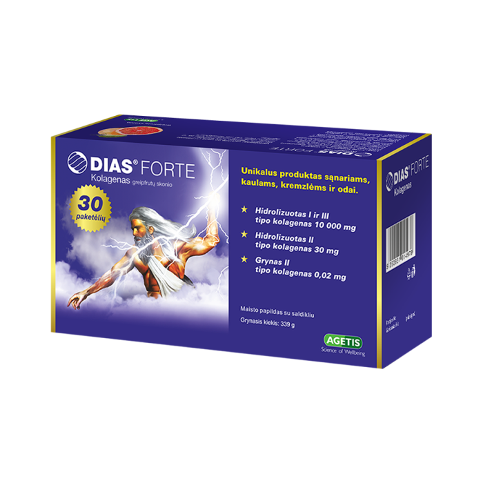 AGETIS DIAS FORTE tirpus kolagenas, greipfrutų skonio, 30 paketėlių ...