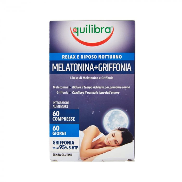 EQUILIBRA maisto papildas miegui ir ramybei MELATONIN + GRIFFONIA, 60 ...