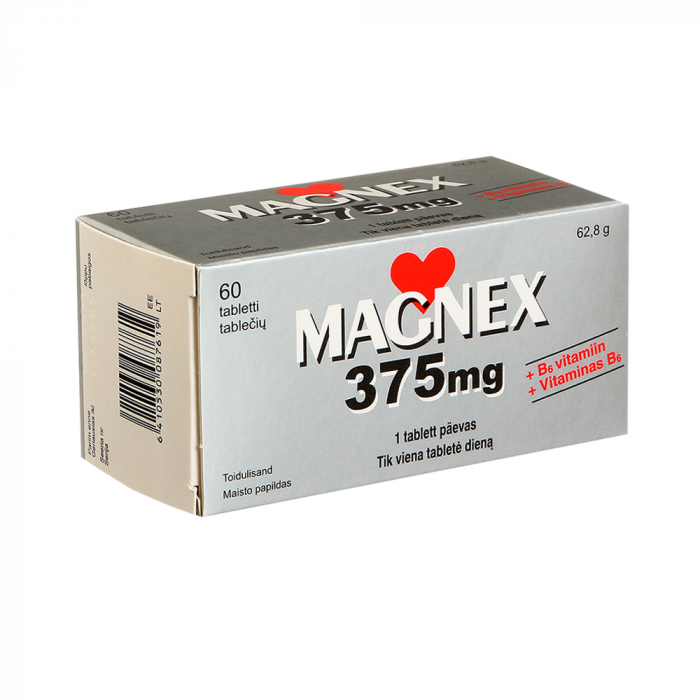 MAGNEX 375 MG + VITAMINAS B6, 60 tablečių | eurovaistine.lt
