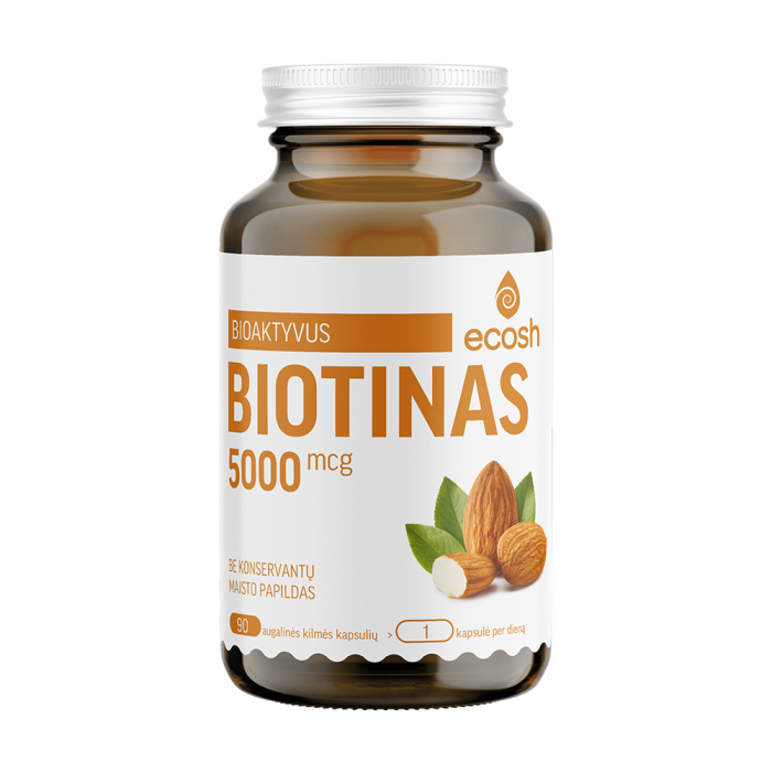 ECOSH bioaktyvus biotinas, 5000 µg, 90 kapsulių | eurovaistine.lt