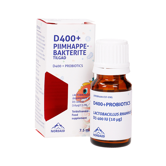 NORDAID D400 + gyvybingos bakterijos, lašai, 7.5 ml | eurovaistine.lt