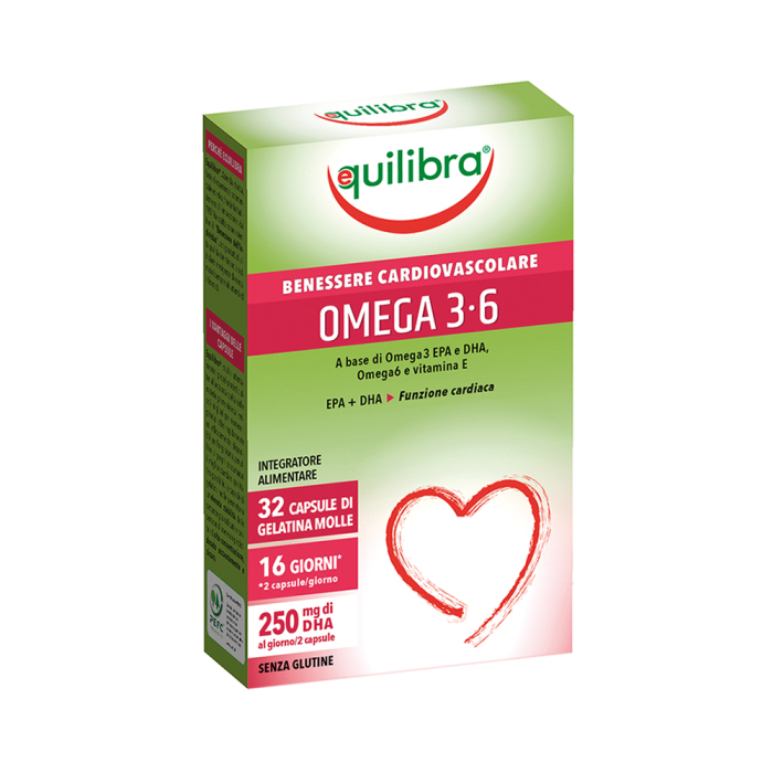 EQUILIBRA maisto papildas OMEGA 3-6, 32 minkštos kapsulės | eurovaistine.lt