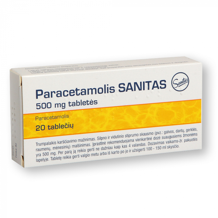 Paracetamolis SANITAS, 500mg, Tabletės, N20 | eurovaistine.lt