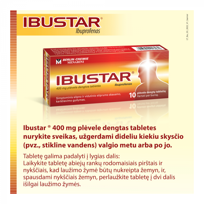 IBUSTAR, 400 mg, plėvele dengtos tabletės, N10 | eurovaistine.lt
