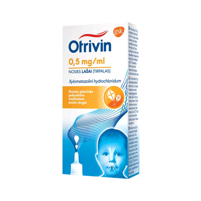 OTRIVIN, 0,5 mg/ml, 10 ml, nosies lašai, tirpalas, N1 | eurovaistine.lt