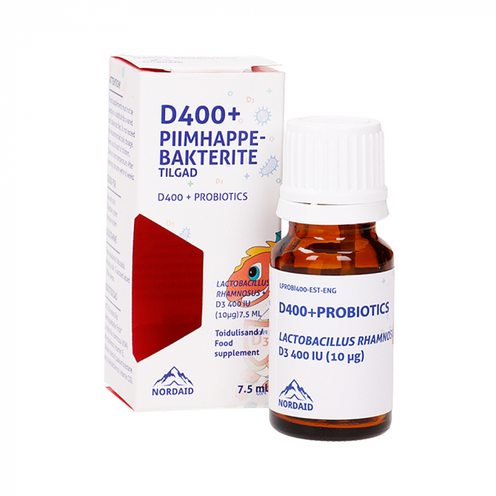 NORDAID D400 + gyvybingos bakterijos, lašai, 7.5 ml | eurovaistine.lt