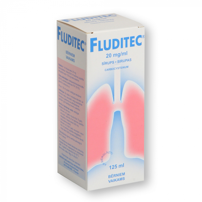 Fluditec, 20mg/ml, 125 ml ir taurelė, Sirupas, N1 | eurovaistine.lt