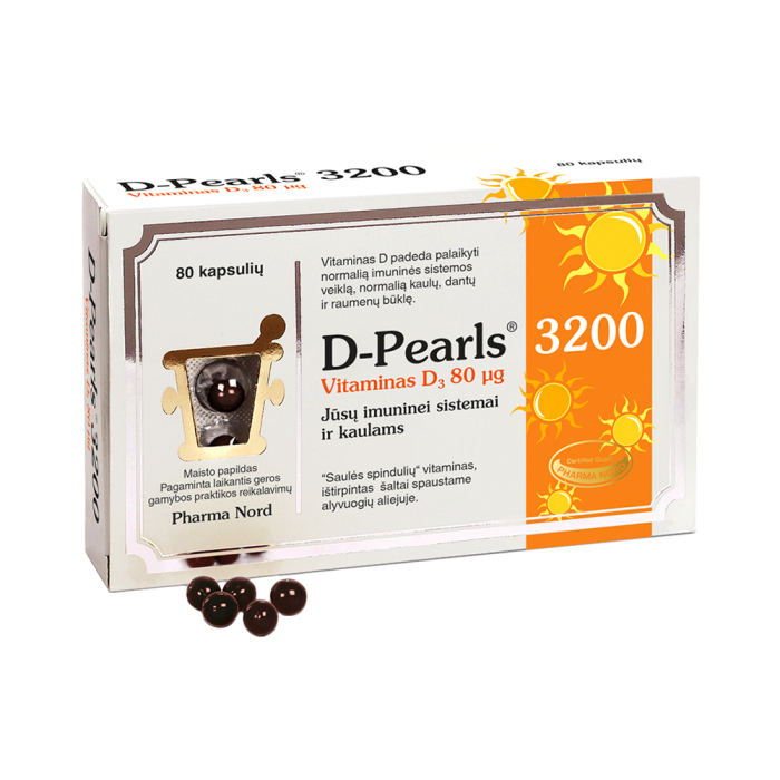 D-PEARLS 3200 vitaminas D3, 80 mcg, 80 kapsulių | eurovaistine.lt