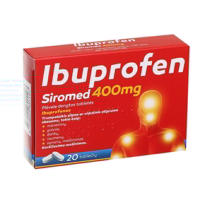 IBUPROFEN SIROMED, 400mg, plėvele dengtos tabletės, N20 | eurovaistine.lt