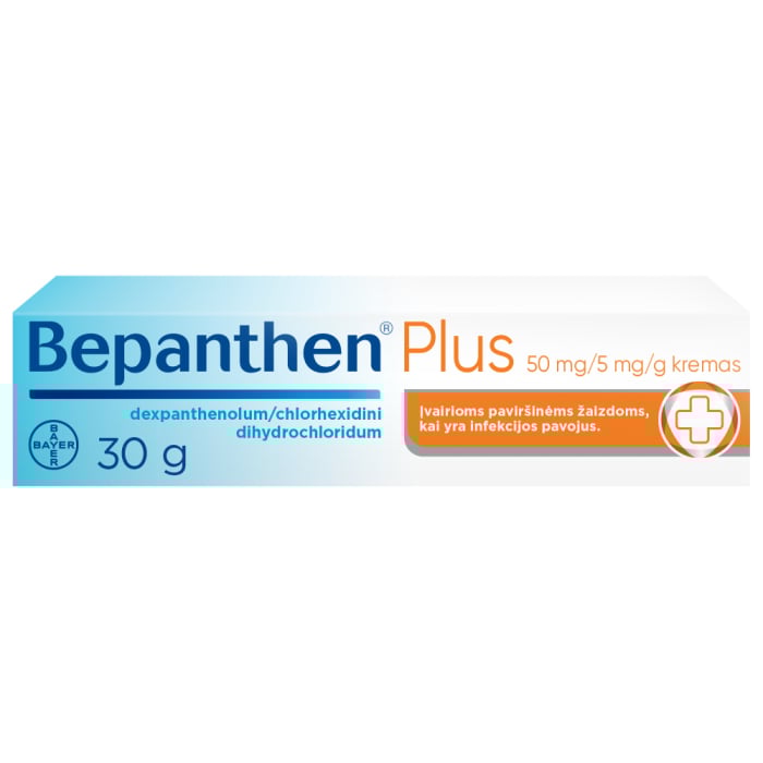 BEPANTHEN PLUS, 50 mg/5 mg/g, 30 g, Kremas, N1 | eurovaistine.lt
