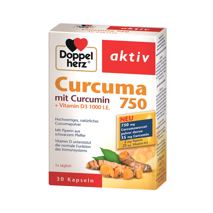 DOPPELHERZ ACTIV CURCUMA 750, 30 kapsulių | eurovaistine.lt