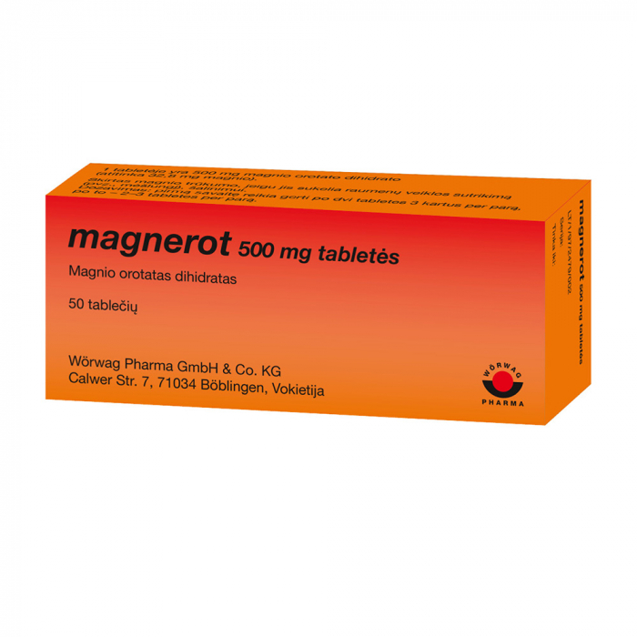 MAGNEROT, 500 mg, Tabletės, N50 | eurovaistine.lt