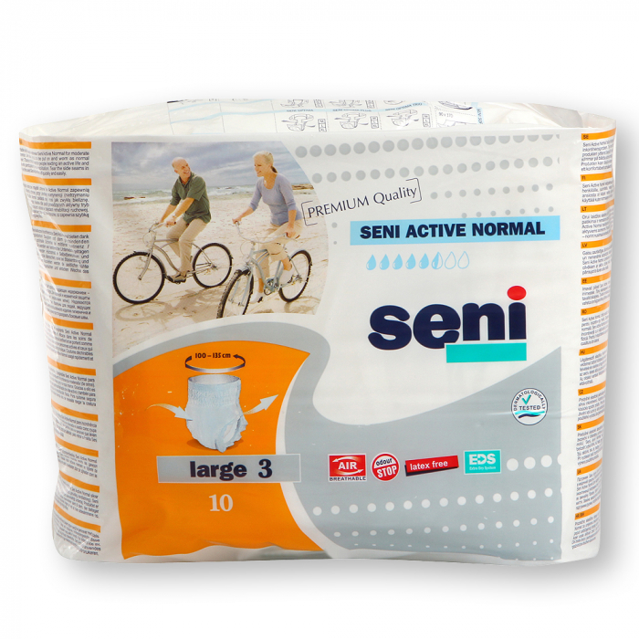 SENI ACTIVE sauskelnės-kelnaitės NORMAL, LARGE, 10 vnt. | eurovaistine.lt