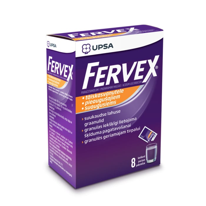 FERVEX, granulės geriamajam tirpalui, N8 | eurovaistine.lt