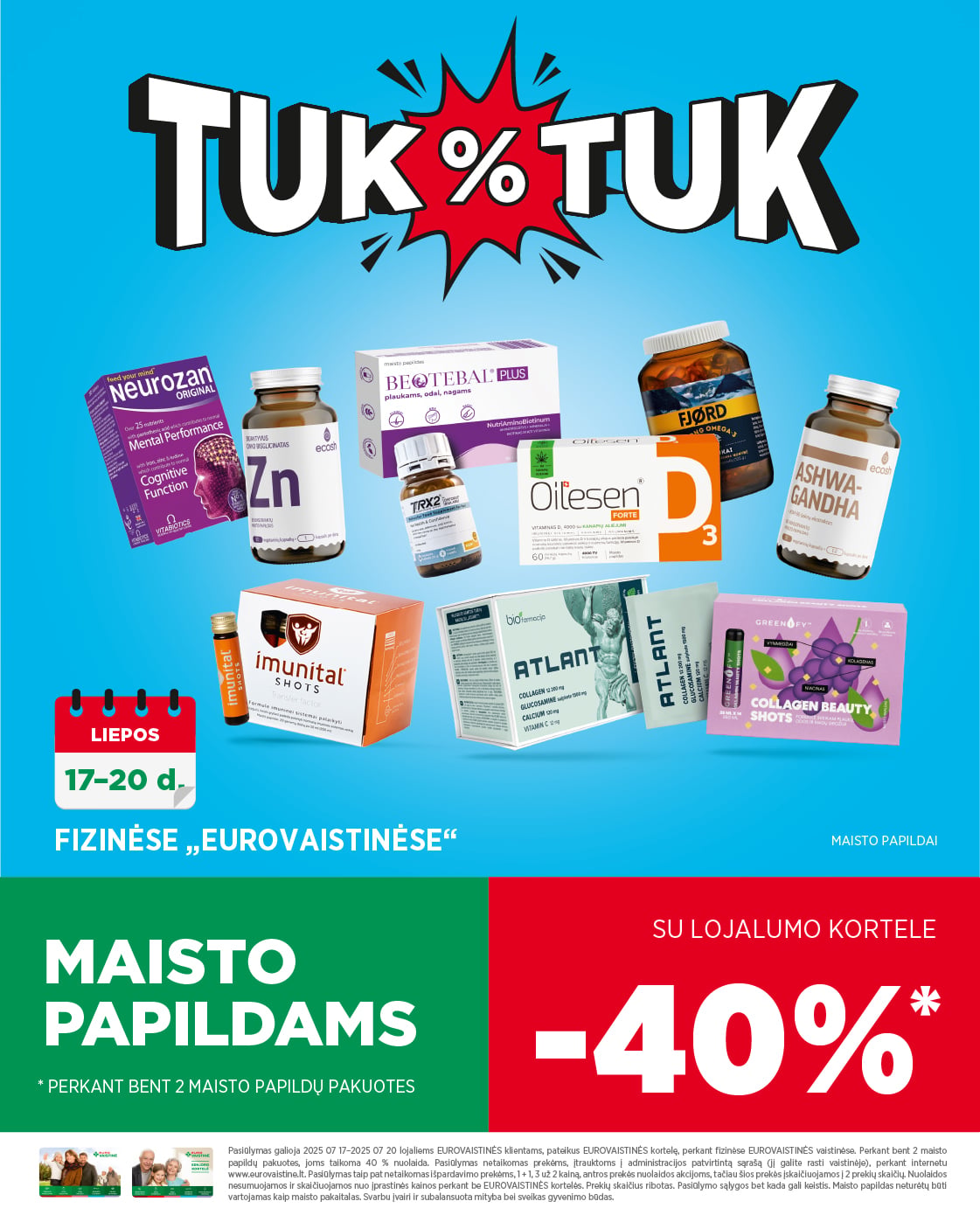 Fizinėse „Eurovaistinėse“ maisto papildams -40 %*! | eurovaistine.lt